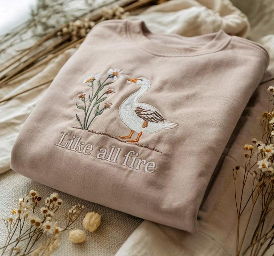 Embroidered Like All Fire Sweatshirt, Goose Sweatshirt, Hunger Games ...