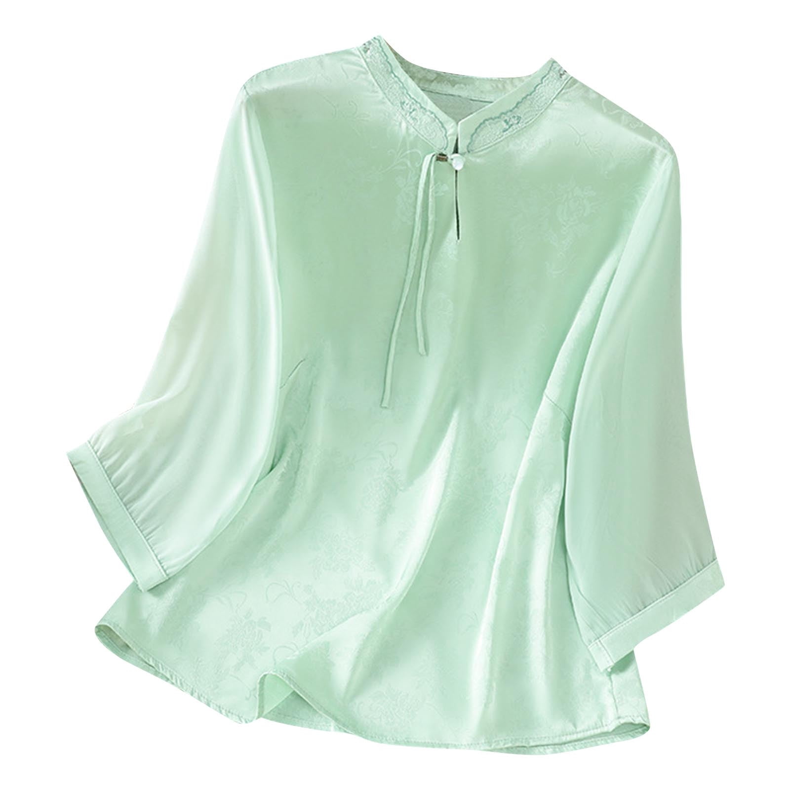 Embroidered Linen Shirt for Women Boxy Bell Sleeve Summer Tunics ...