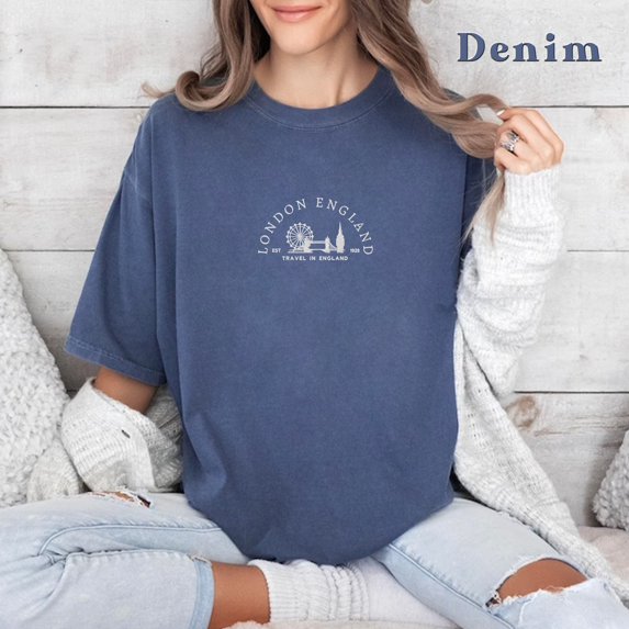 Embroidered London England T-Shirt, UK London T-Shirt, British Style ...