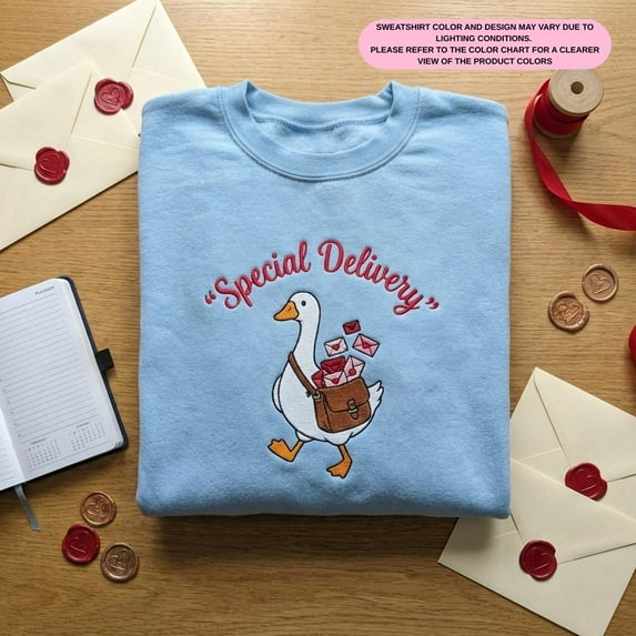Embroidered Love Letter Sweatshirt, Special Delivery Goose, Postman ...