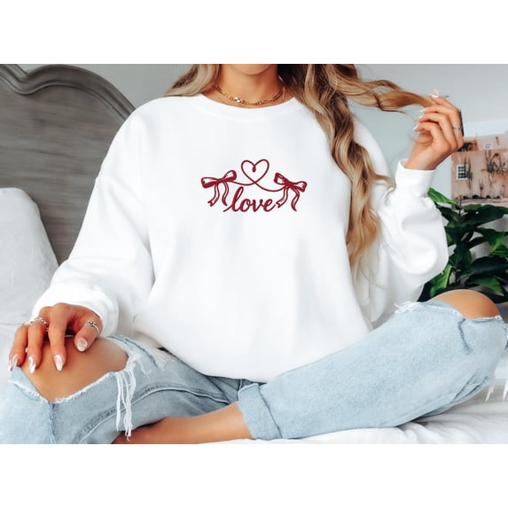 Embroidered Love Sweatshirt, Valentine’s Day Gift for Her, Minimalist ...