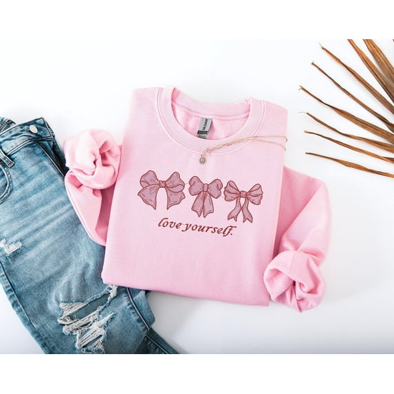 Embroidered Love Yourself Sweatshirt, Embroidery Valentines Day Self ...