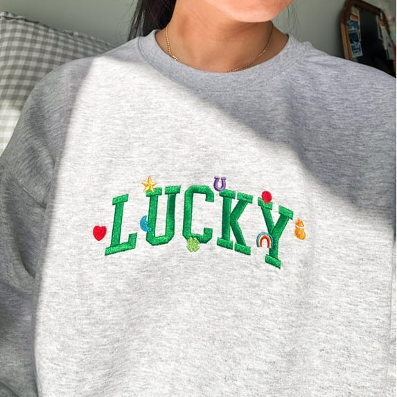 Embroidered Lucky Charms Sweatshirt, Retro St. Patrick's Day Crewneck ...