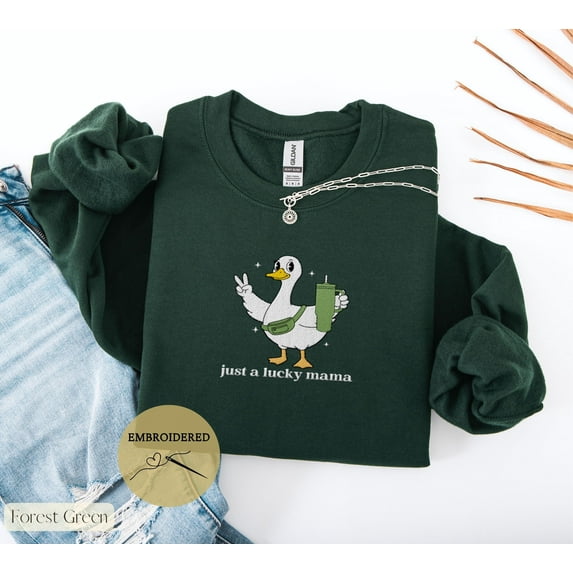 Embroidered Lucky Mama Sweatshirt, St Patricks Embroidered Sweatshirt ...