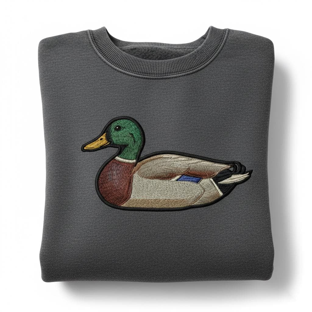 Embroidered Mallard Duck Sweatshirt, Wildlife Bird Crewneck, Hunter ...