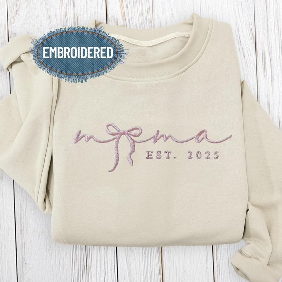 Embroidered Mama Sweatshirt with Date and Kids Names on Sleeve ...