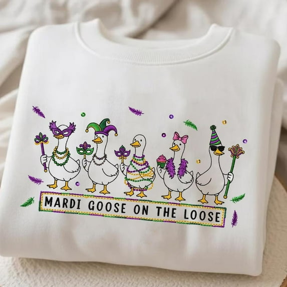 Embroidered Mardi Gras Goose Sweatshirt, Funny Mardi Grass Gift, Happy ...