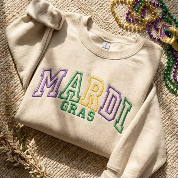 Embroidered Mardi Gras Shirt, Mardi Gras Lover Sweatshirt, Mardi Gras ...