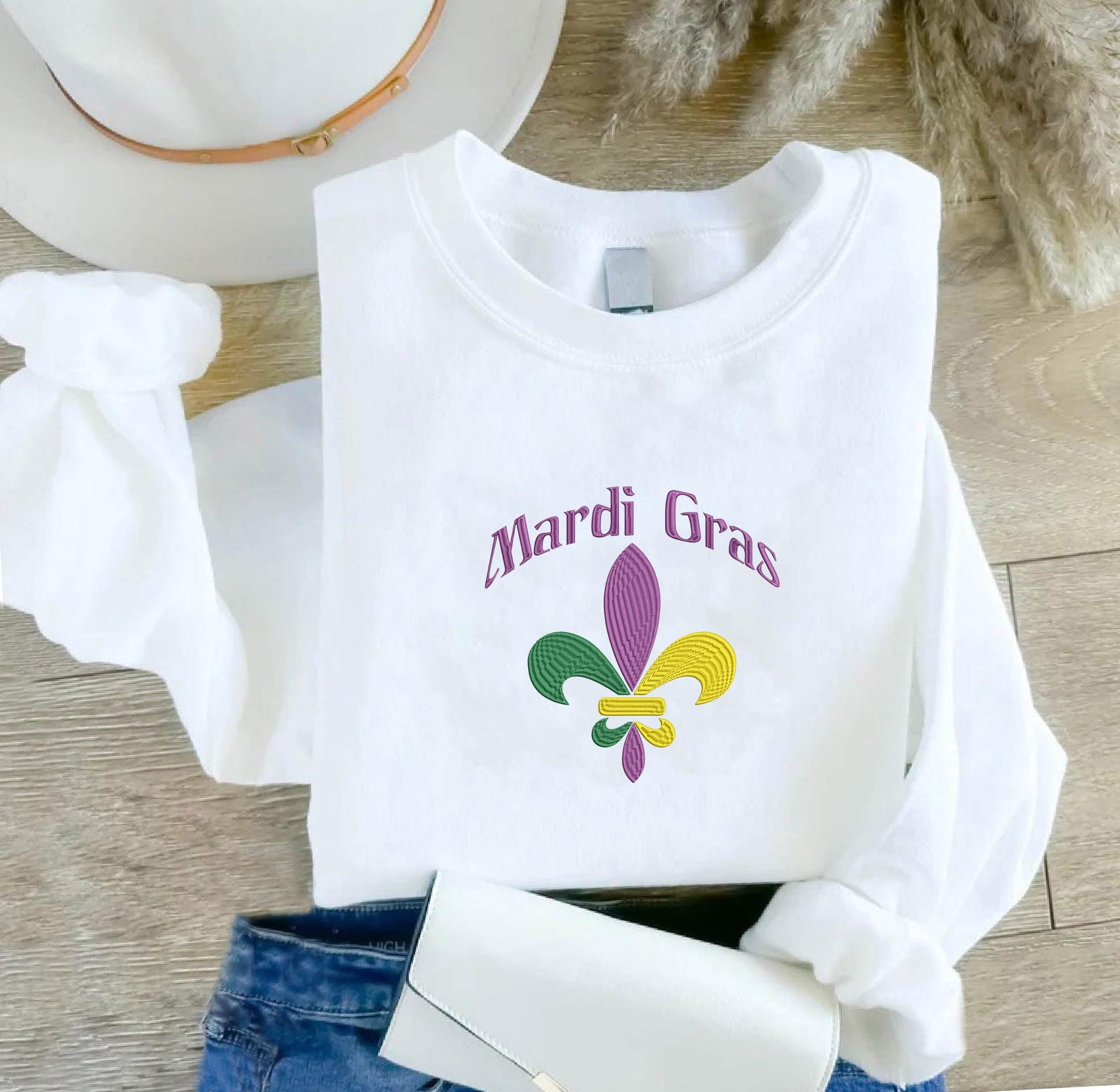 Embroidered Mardi Gras Sweater,Fleur De Lis Sweatshirt,Womens Mardi ...