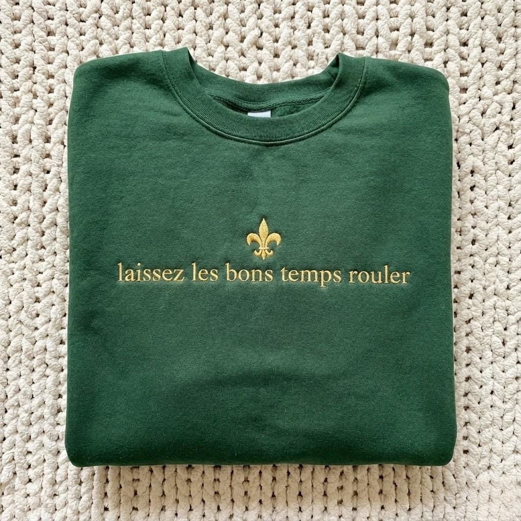Embroidered Mardi Gras Sweatshirt, Minimalist NOLA Sweater, Vintage ...