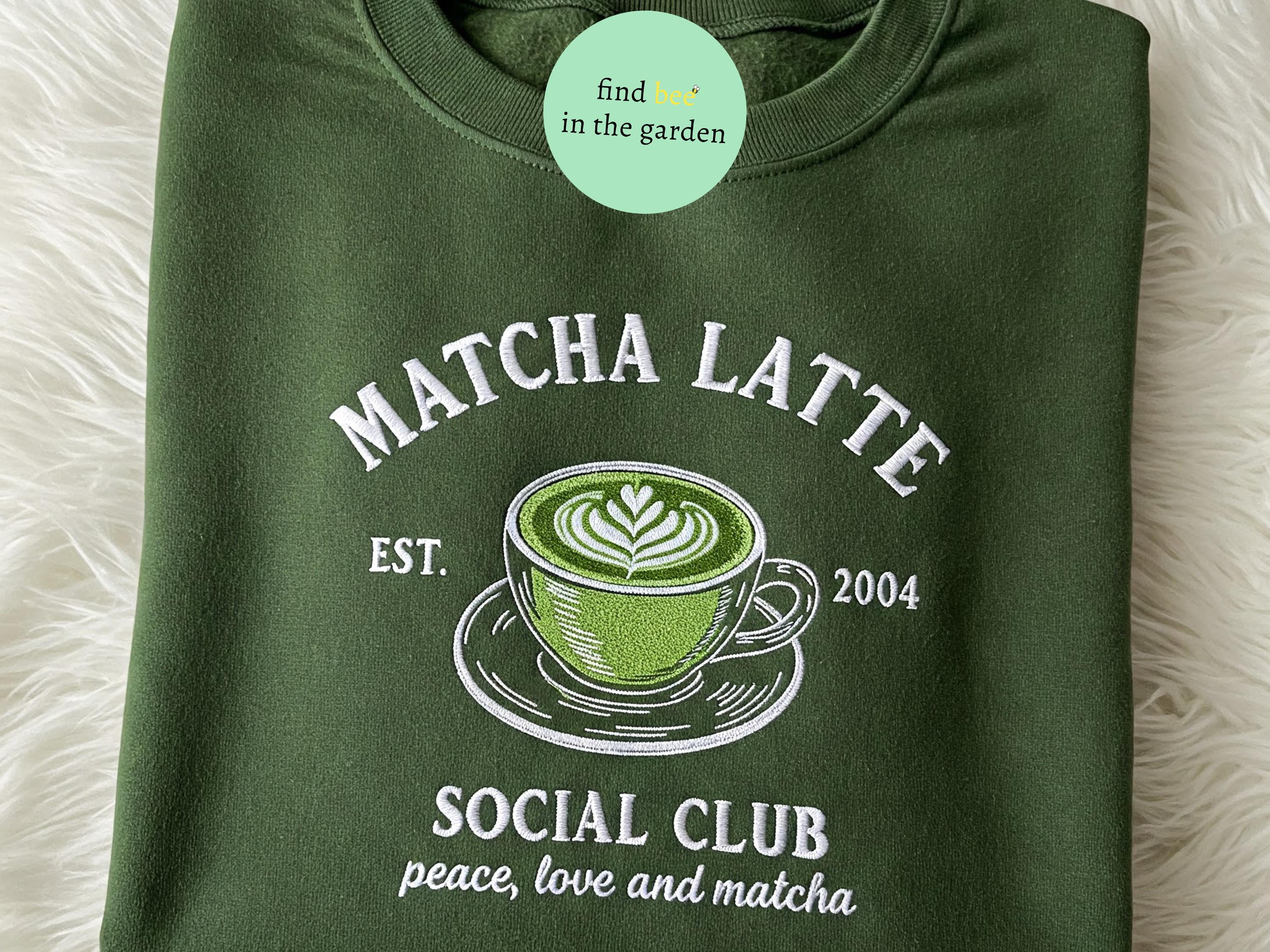 Embroidered Matcha Latte Club Sweatshirt, Cute Aesthetic Matcha Shirt, Trendy Matcha Lover Tee ...