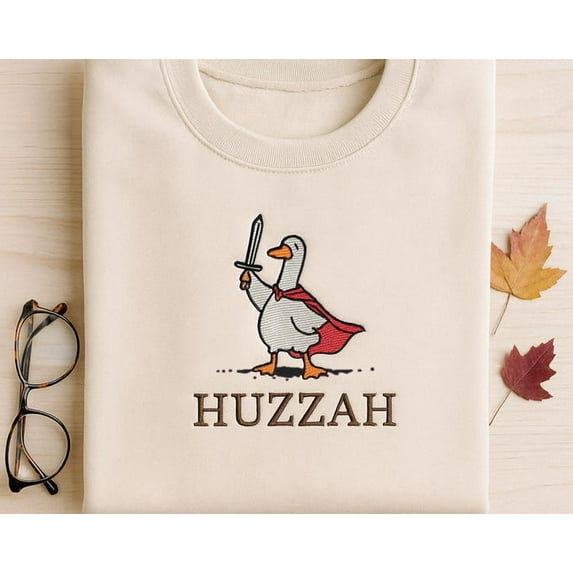 Embroidered Medieval Goose Sweatshirt: Huzzah Goose With Sword ...