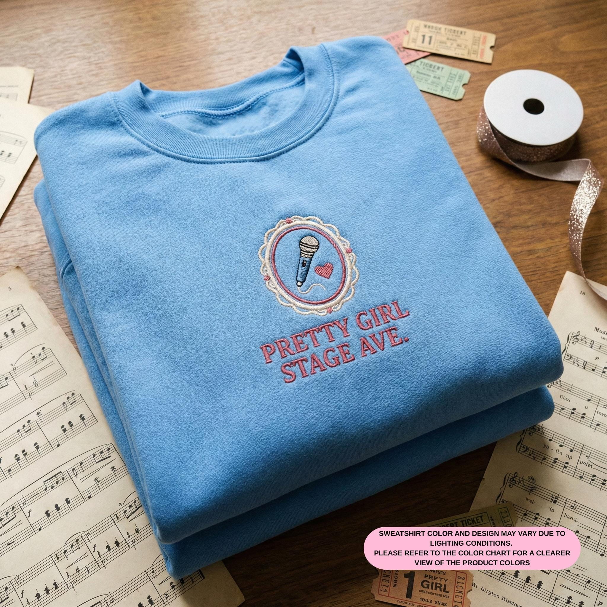 Embroidered Microphone Sweatshirt, Coquette Concert Crewneck, Singer ...