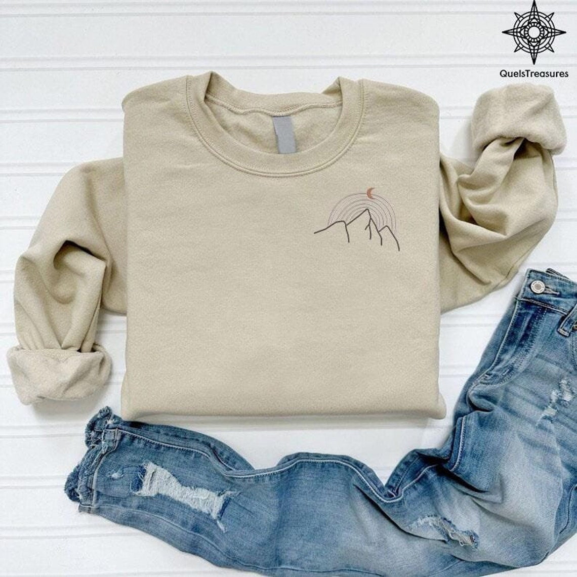 Embroidered Mountain Sweatshirt, Embroidery Colorado Sweater, Nature ...