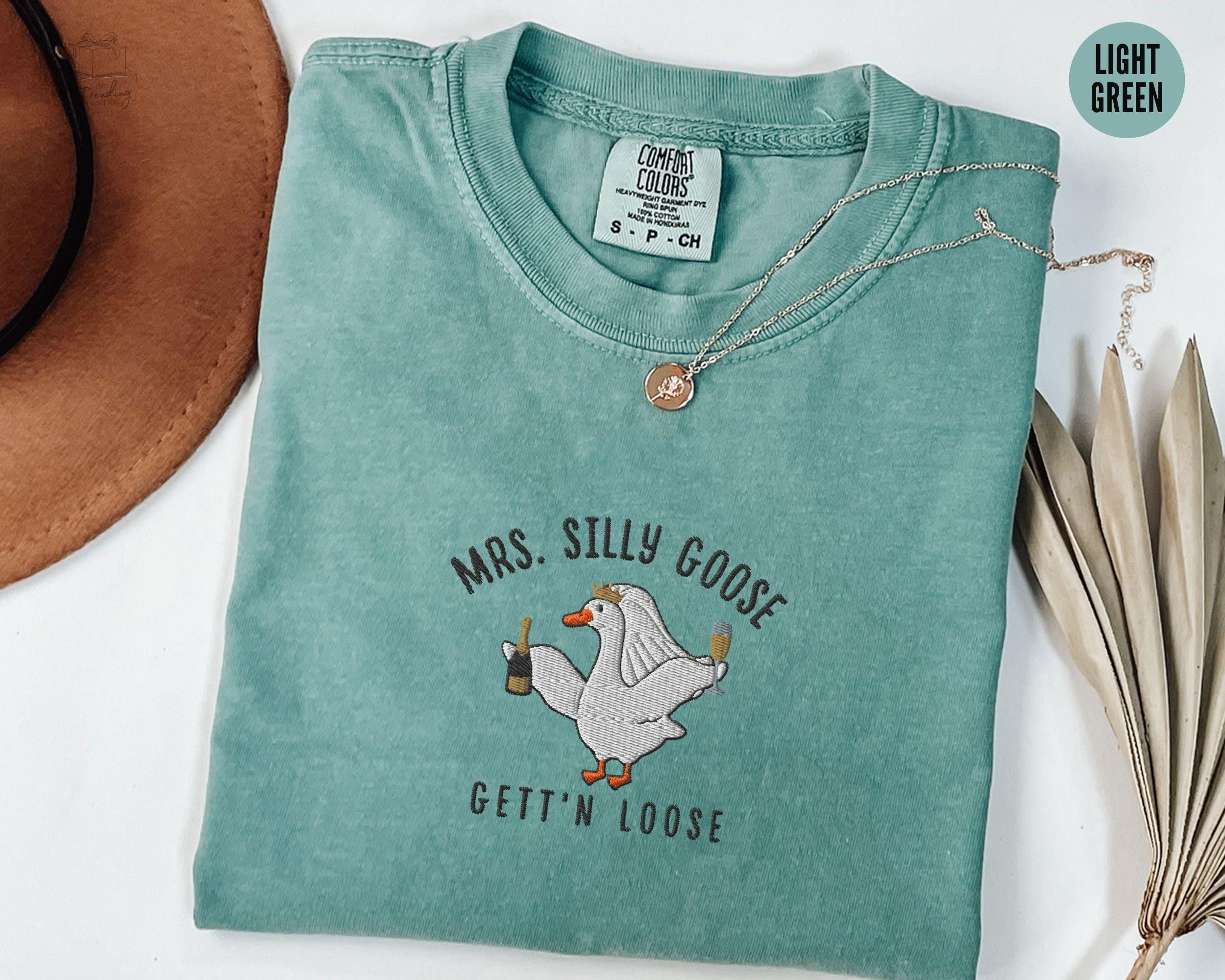 Embroidered Mrs. Silly Goose Bride Shirt, Comfort Colors Funny Goose ...
