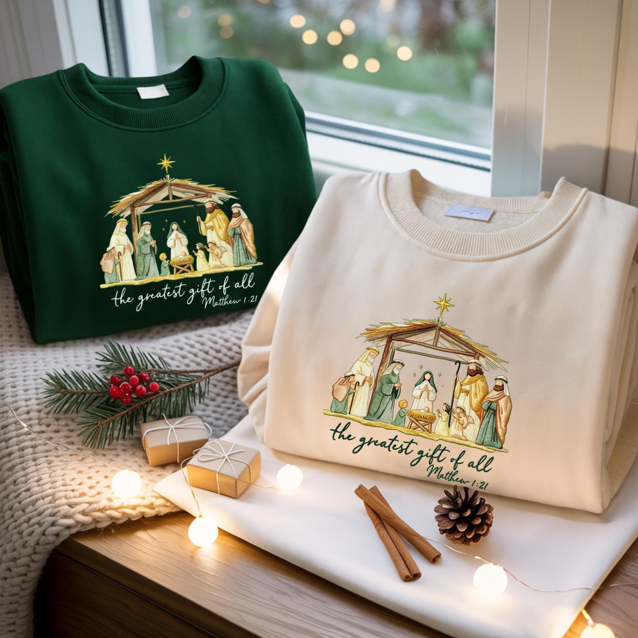 Embroidered Nativity Scene Christmas Sweatshirt · Christian The ...