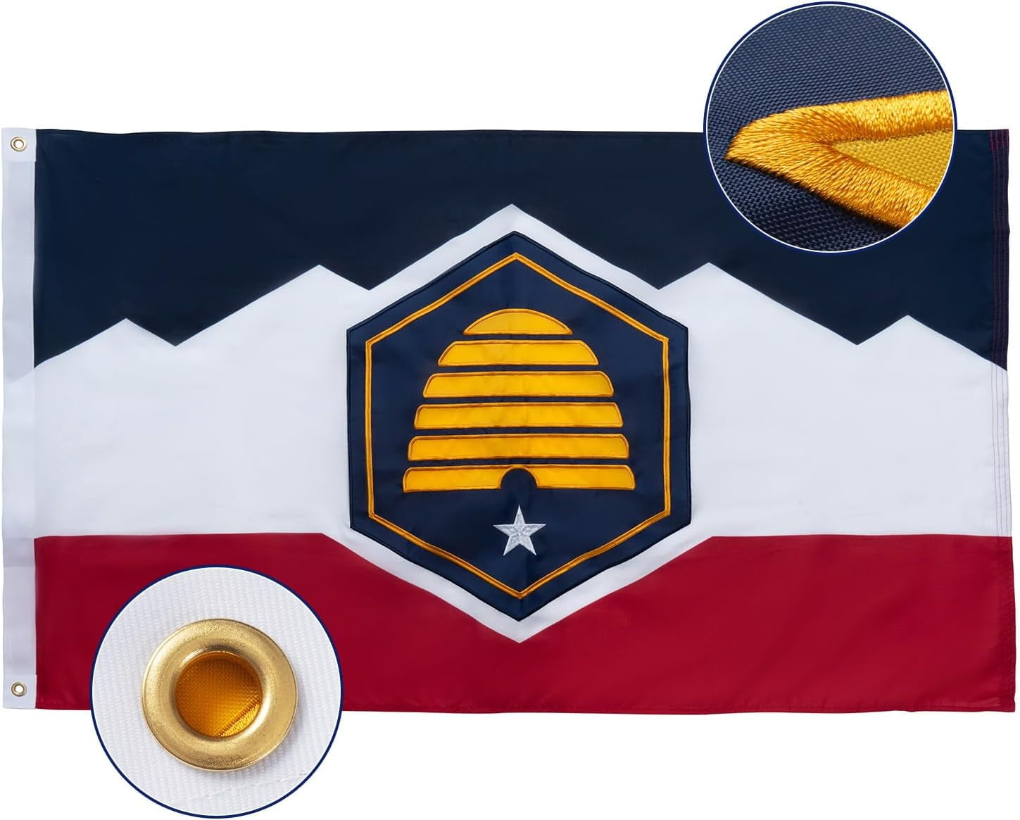 Embroidered New Utah State Flag 3x5 Ft Outdoor Double Sided New State Of Utah Ut Flags With 2