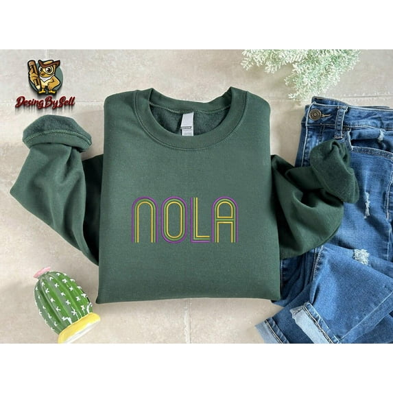 Embroidered Nola Sweatshirt,Mardi Gras Gift,Embroidery Fat Tuesday ...