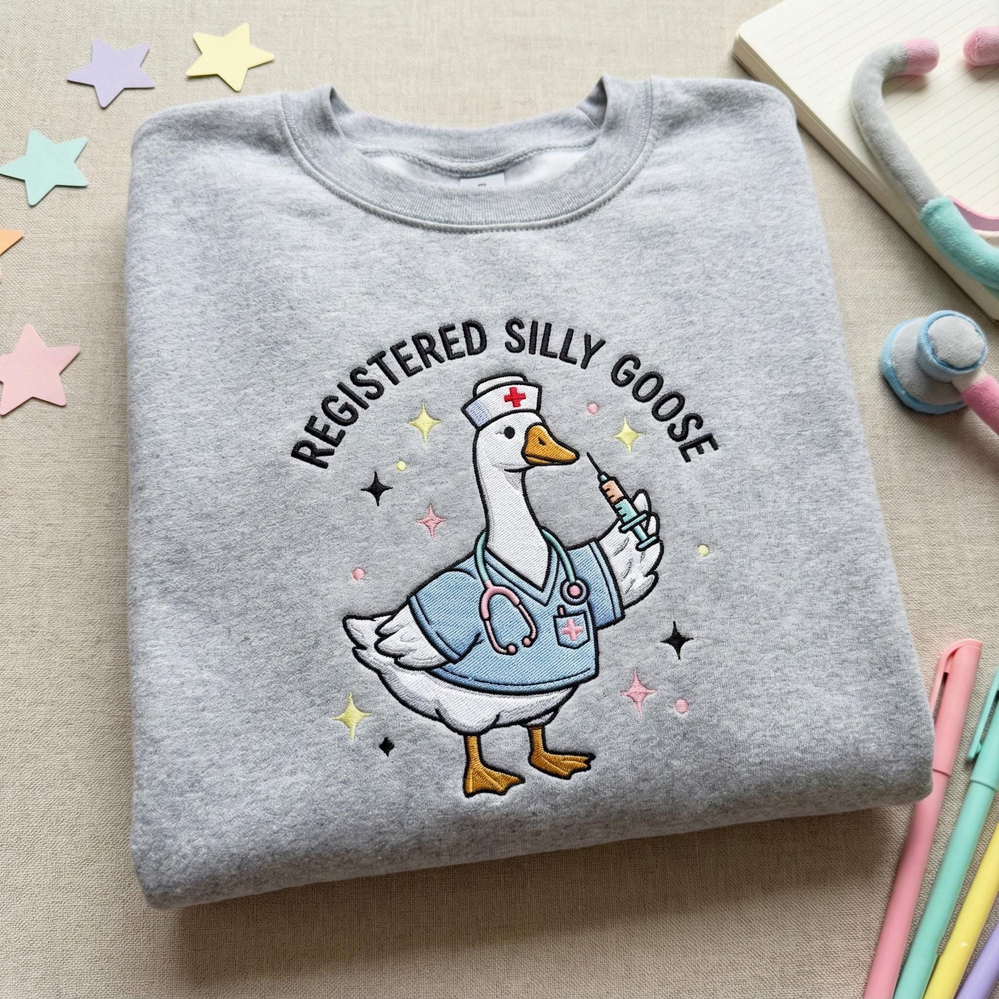 Embroidered Nurse Goose Sweatshirt, RN Medical Humor Hoodie, Registered ...