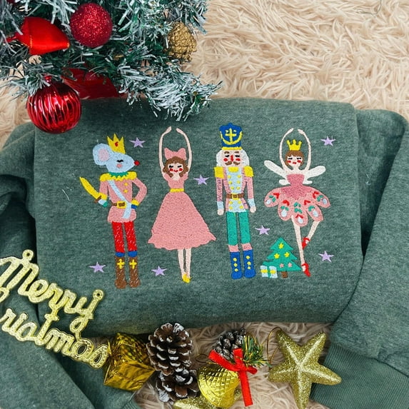 Embroidered Nutcracker Sweatshirt: Christmas Party Outfit, Festive Gift Idea for Her & Him, Cozy ...