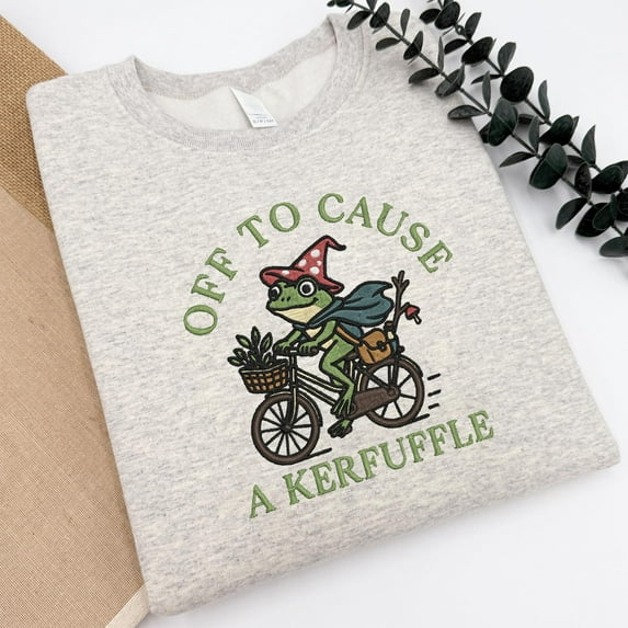 Embroidered Off to Cause a Kerfuffle Frog Tshirt, Funny Sayings ...