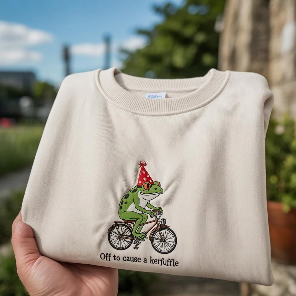 Embroidered Off to Cause a Kerfuffle Frog Tshirt, Sarcastic Shirts ...