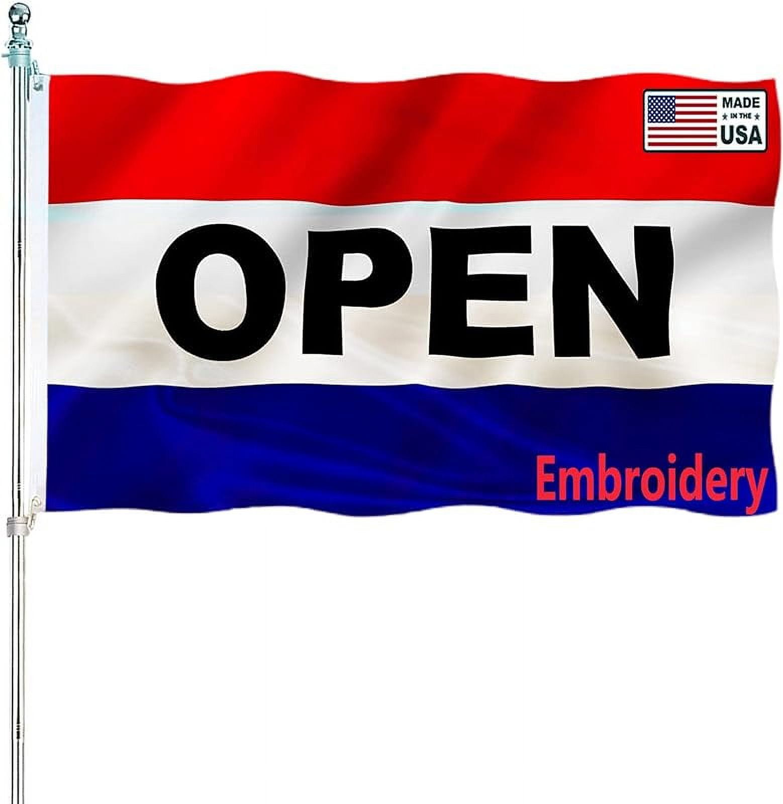Embroidered Open Flag for Businesses 3x5 Outdoor 340D Double Sided ...