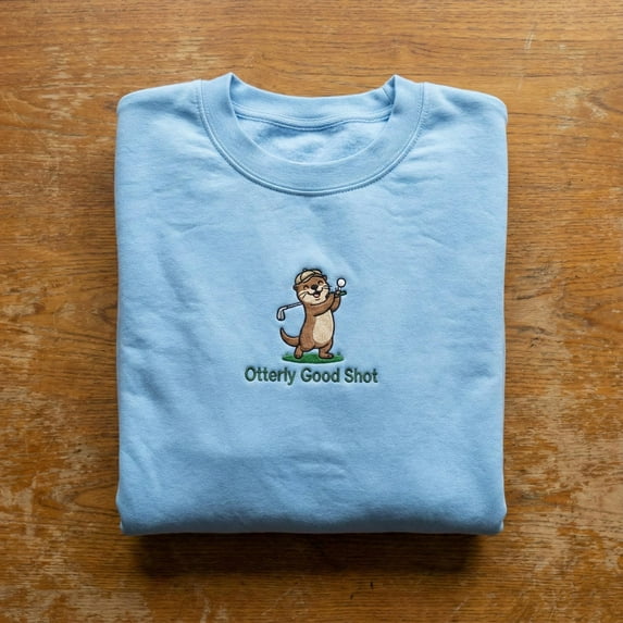 Embroidered Otter Golf Hoodie, Funny Golfing Animal Jumper, Otterly ...