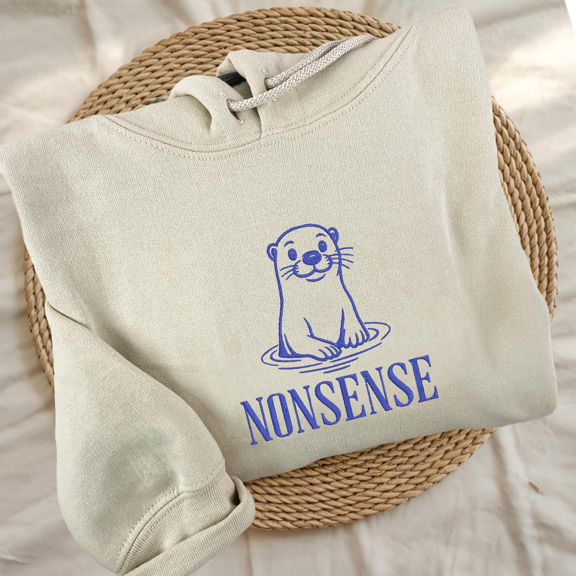 Embroidered Otter Nonsense Sweatshirt, Funny Sea Otters Meme Tee ...