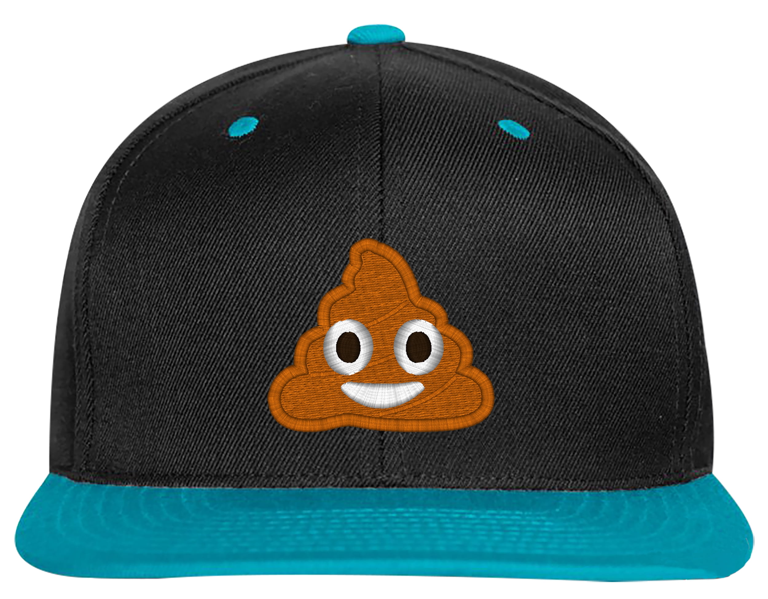 Embroidered POOP Face Text Image Logo-EM-0035-Black-Teal - Walmart.com