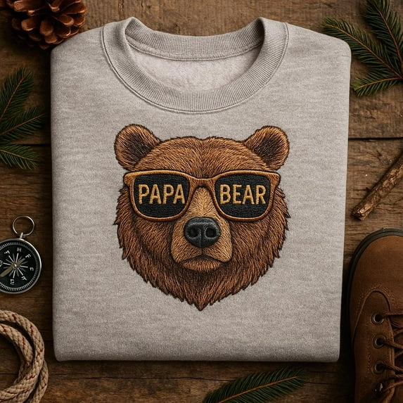 Embroidered Papa Bear Sweatshirt, Dad Gift from Kids, Cool Bear ...