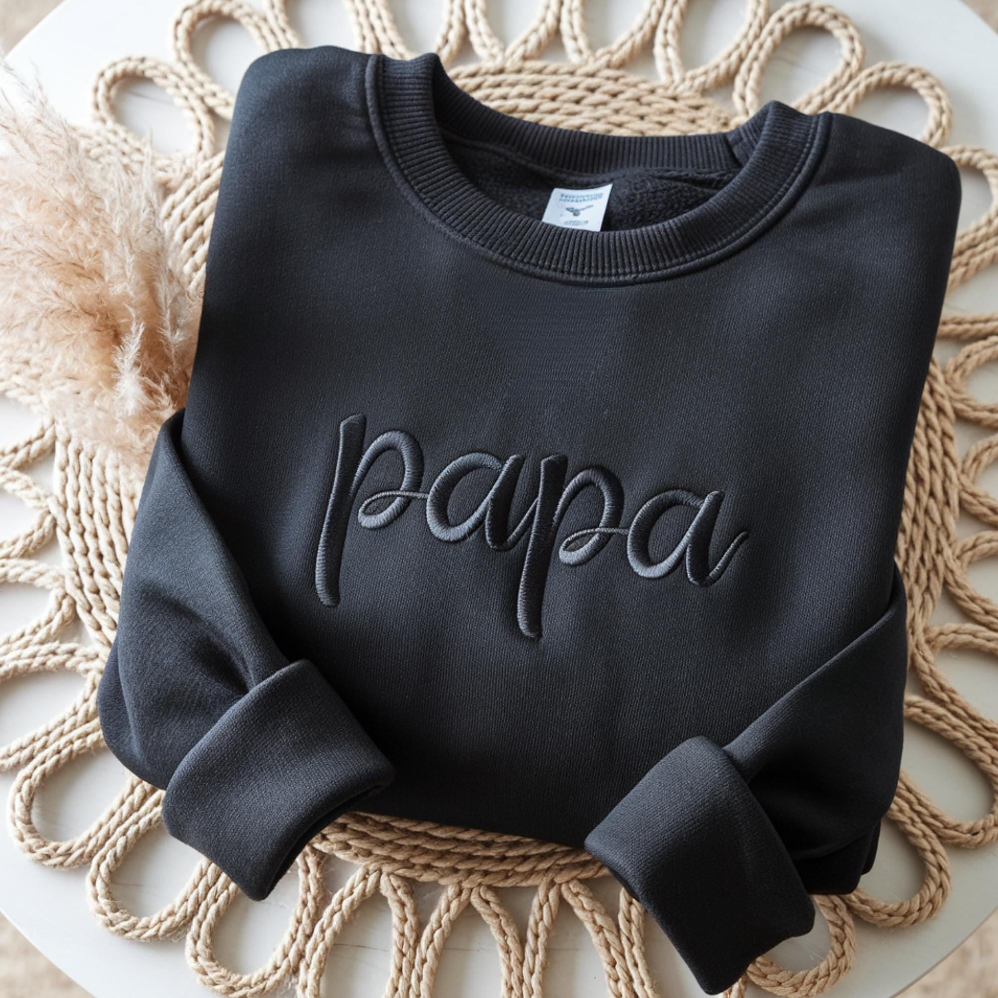 Embroidered Papa Sweatshirt, Father Embroidered Gifts, Gift Tee For New ...