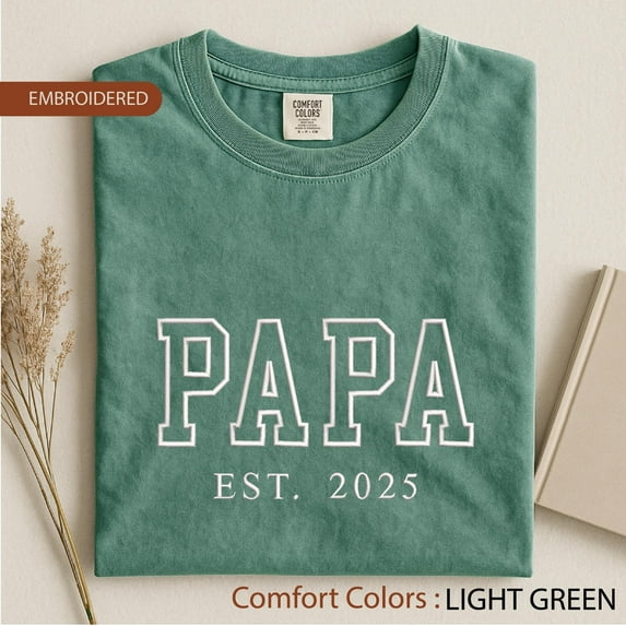 Embroidered Papa shirt, Grandpa Shirt With Date, Daddy Est Year Shirt ...