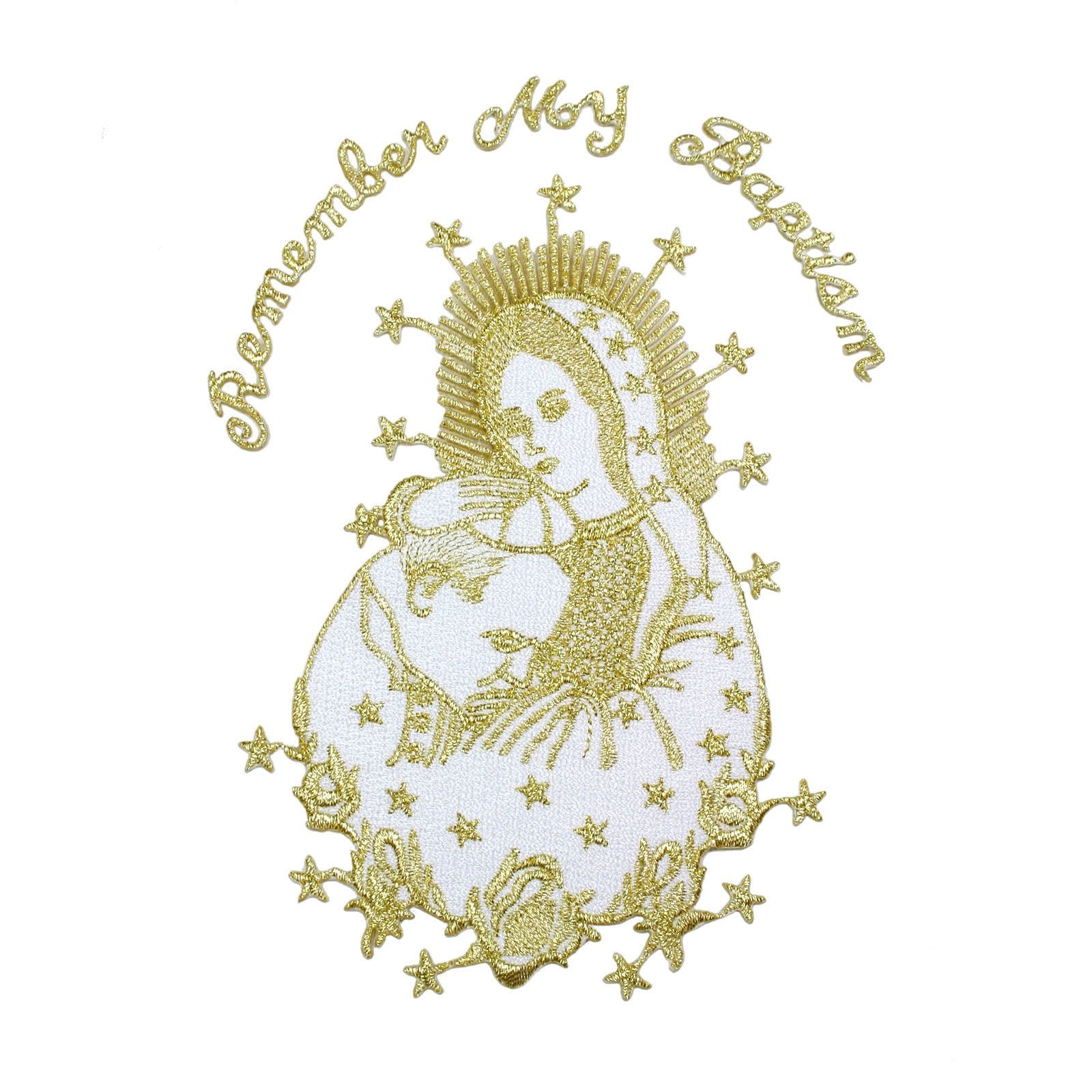 Embroidered Patch Virgin Mary Pope Applique Santa Maria Papa Silver ...