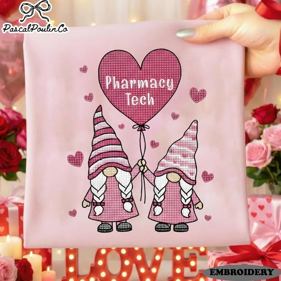 Embroidered Pharmacy Tech Shirt, Cute Valentine's Day Gift for ...