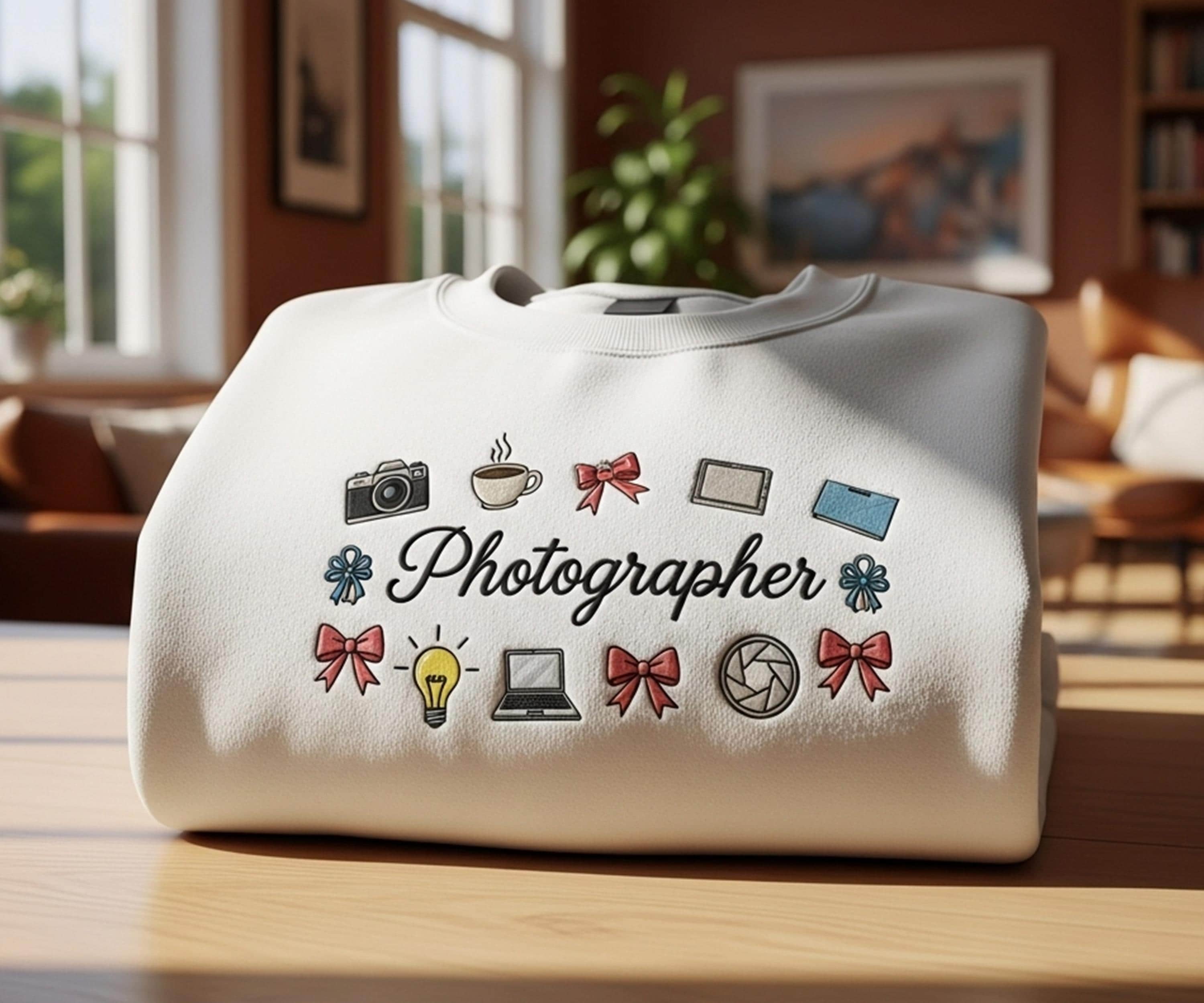Embroidered Photographer Halloween Shirt Camera Crewneck Tee ...