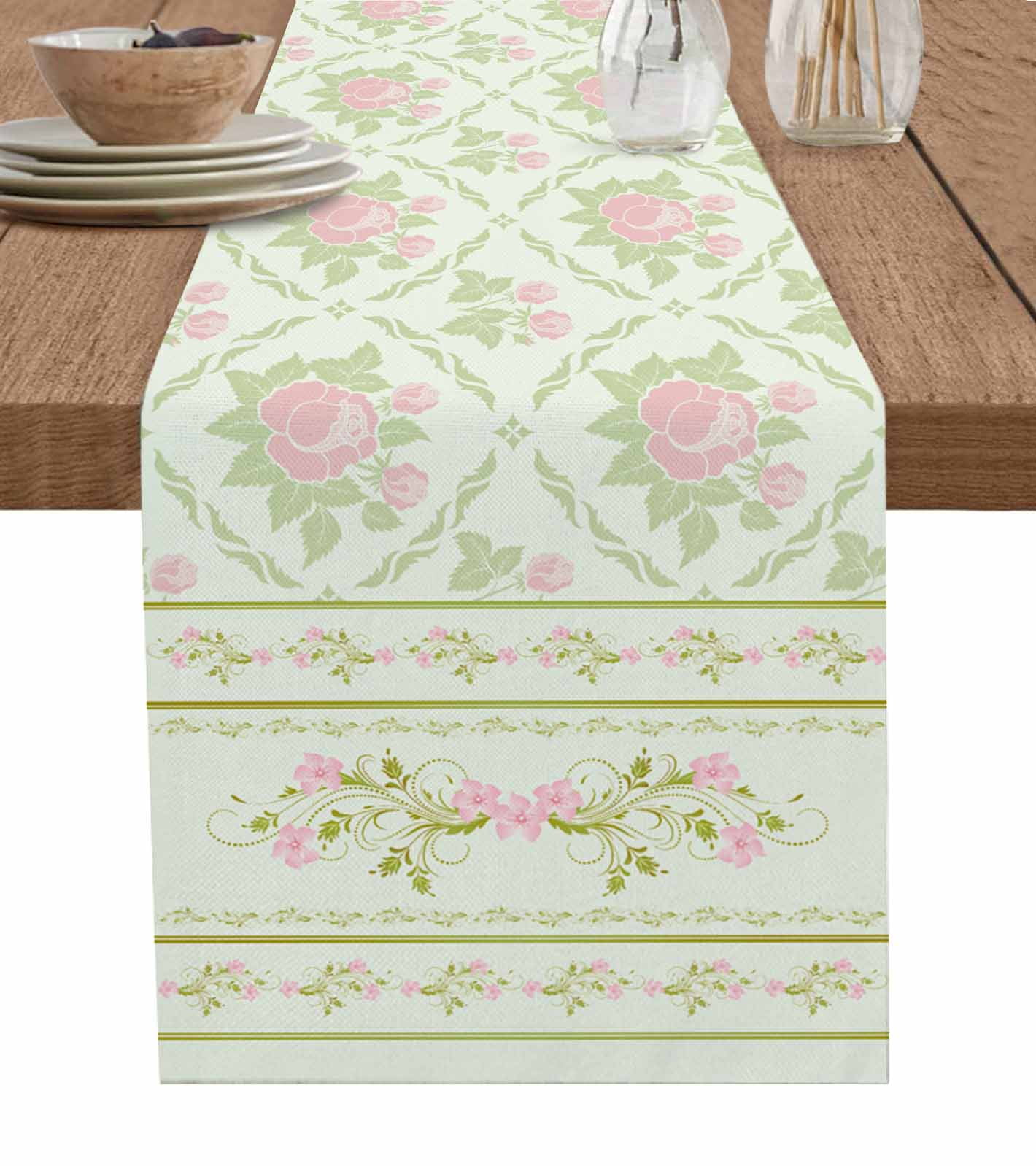 Embroidered Plant Pastoral Style Table Runner Kitchen Table Cover ...