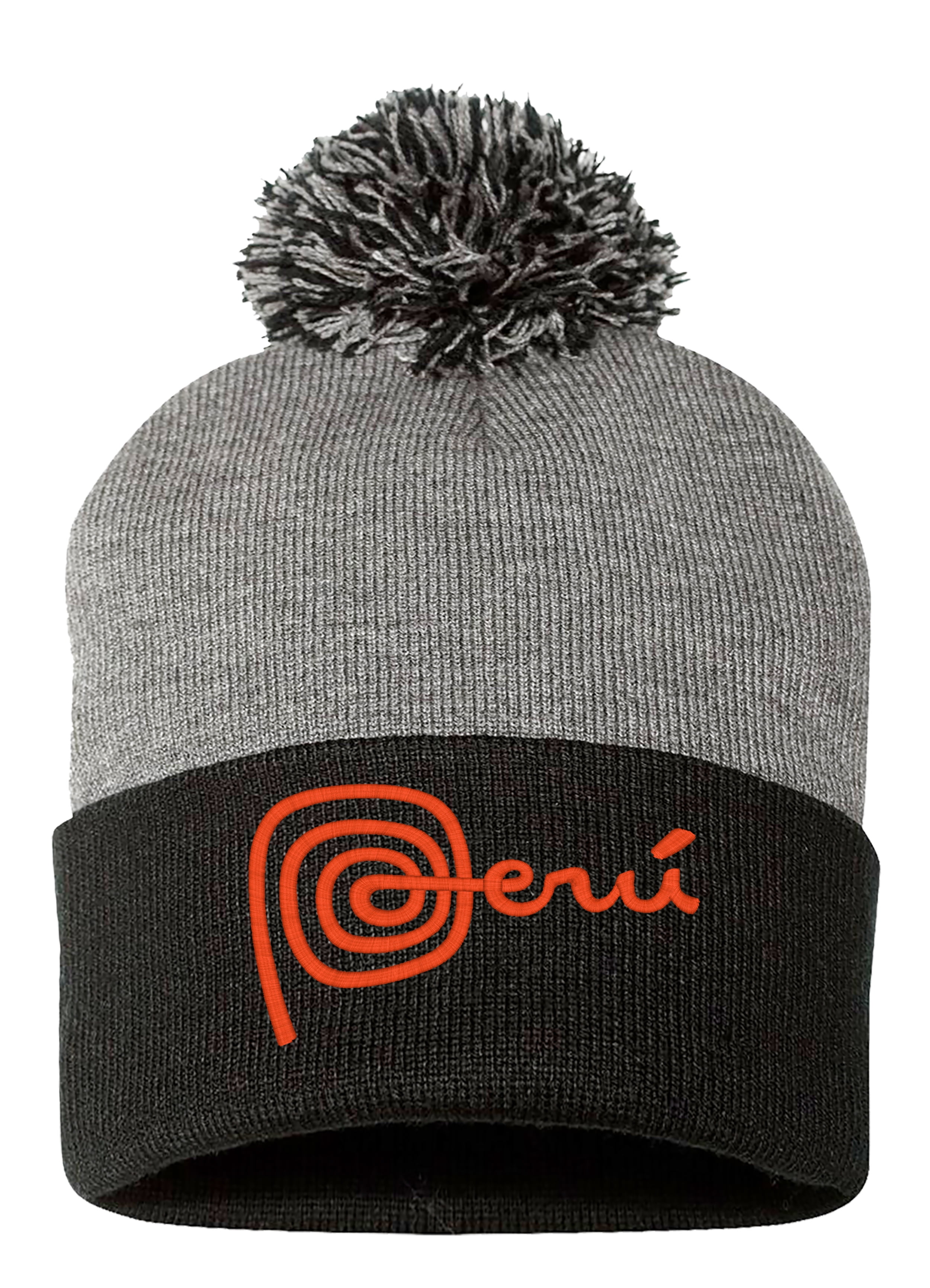 Embroidered Pom Pom PERU National Logo-EM-0037-Gray-Black - Walmart.com