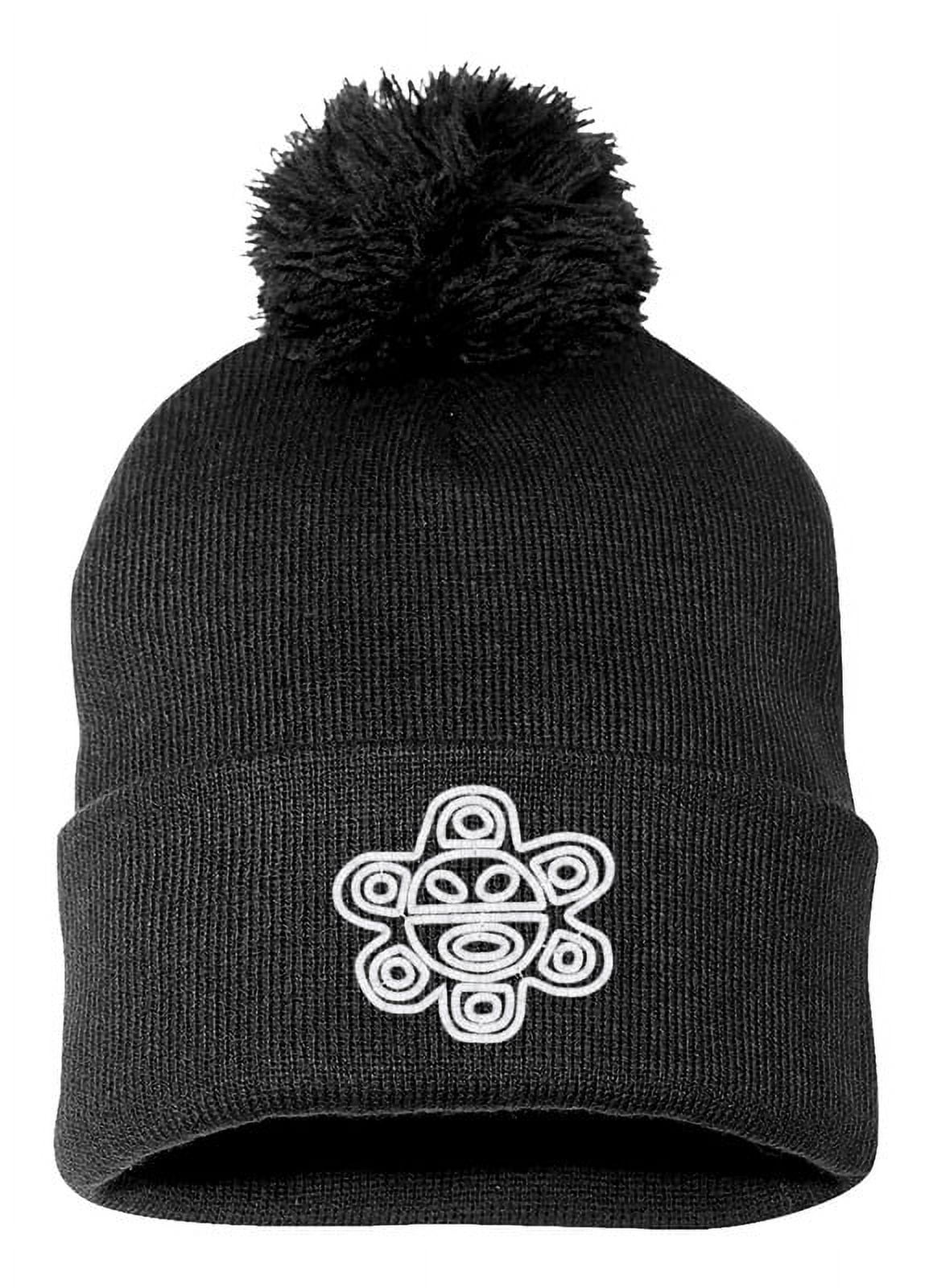 Embroidered Pom Pom Puerto Rican Taino SUN Logo-EM-0033-Black - Walmart.com