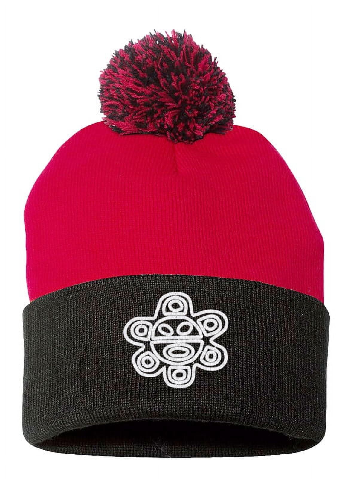 Embroidered Pom Pom Puerto Rican Taino SUN Logo-EM-0033-Red-Black ...