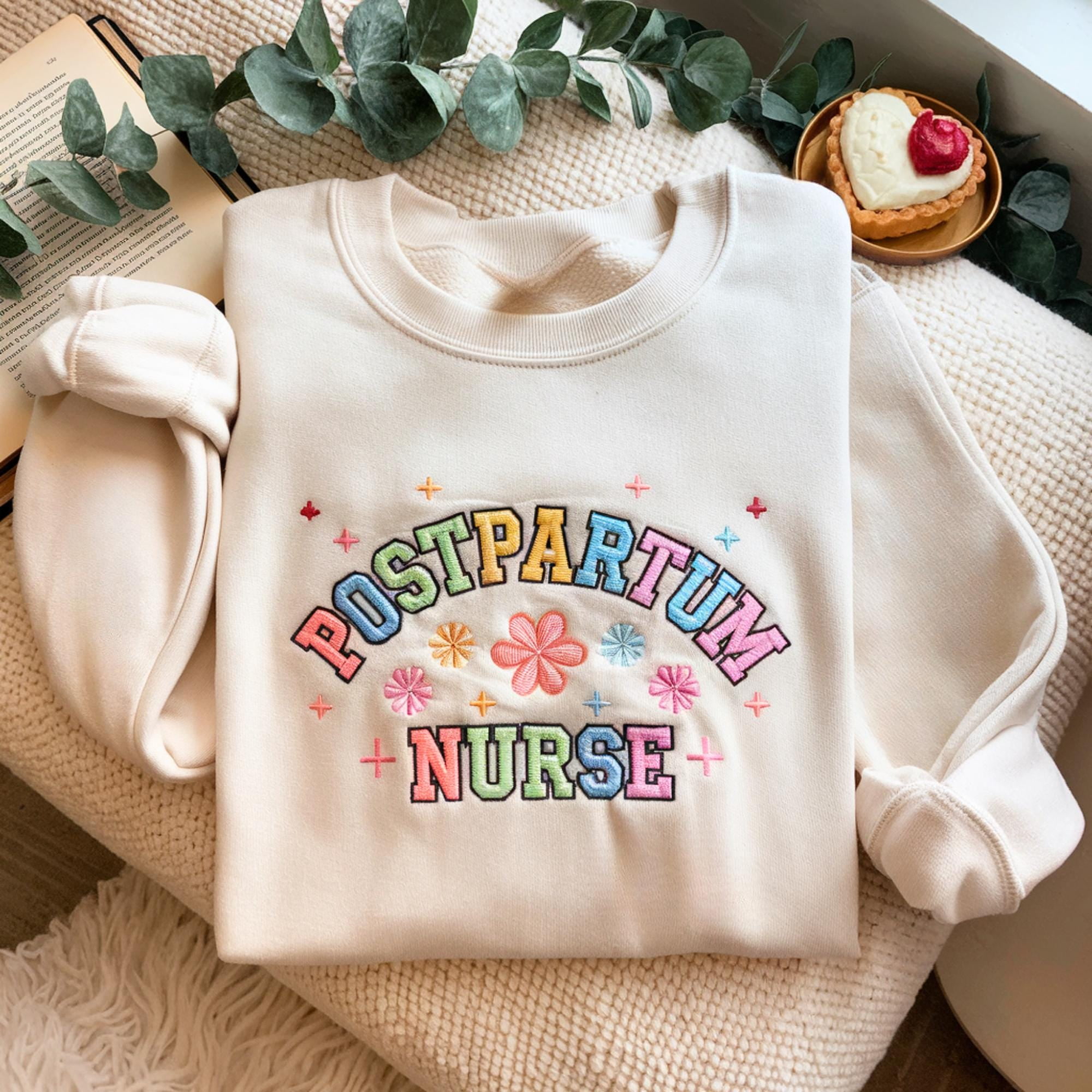 Embroidered Postpartum Nurse Sweatshirt, Labor and Delivery Nurse ...