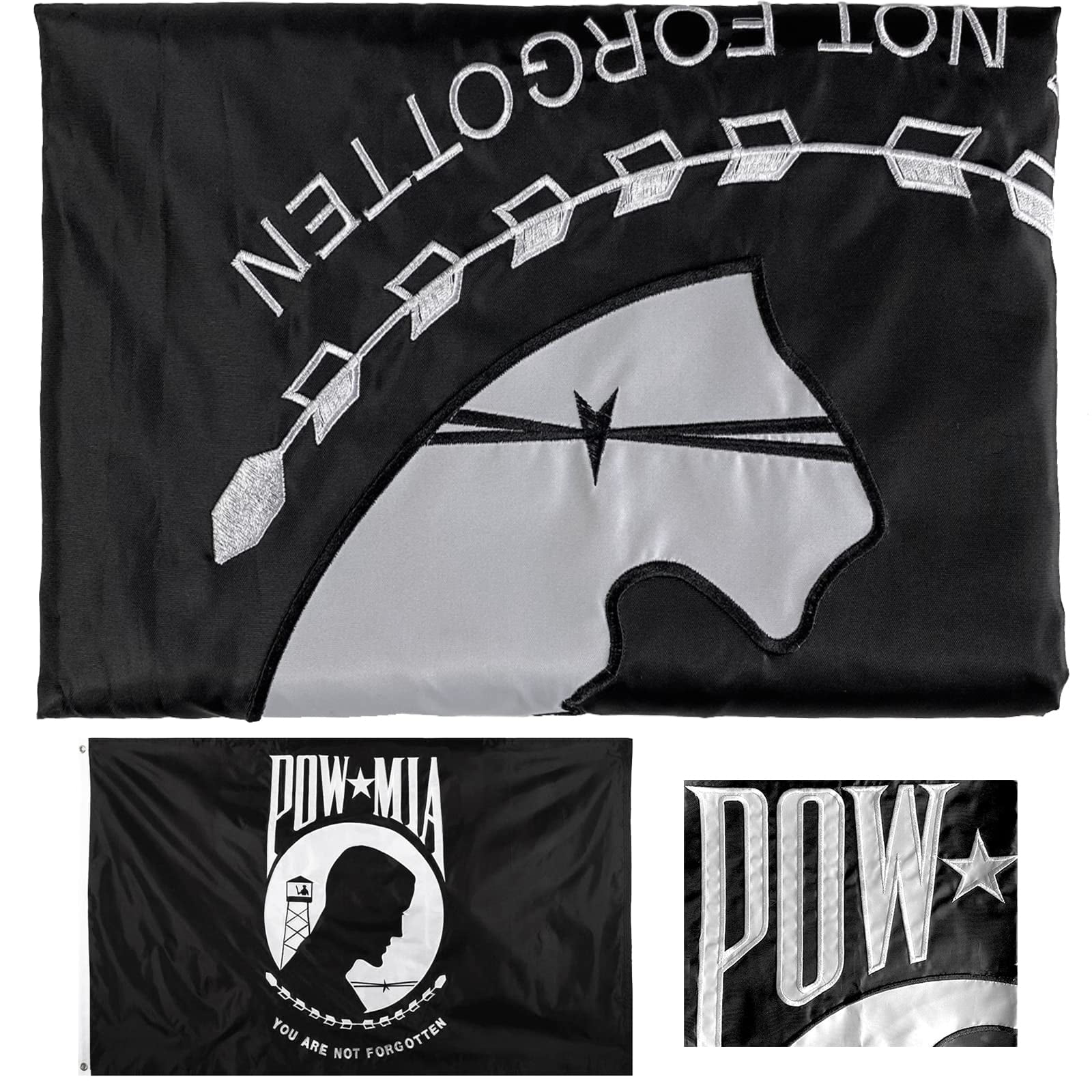 Embroidered Pow Mia Flag 3x5 Outdoor Double Sided- 3Ply Heavy Duty 300D ...