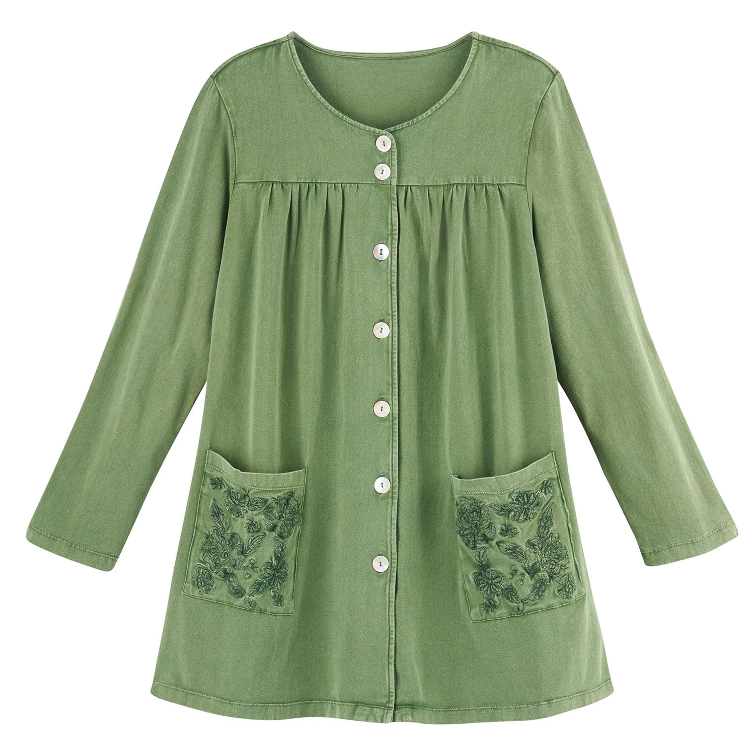 Embroidered Prairie Smock - Green - M - Walmart.com