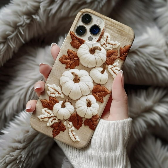 Embroidered Pumpkin Autumn Fall Aesthetic Phone Case 17 16 15 14 13 12 ...