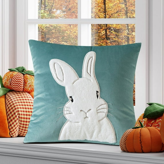 Embroidered Rabbits Pillow Cover, Cute Design for Sofa Car Seat Decor ...