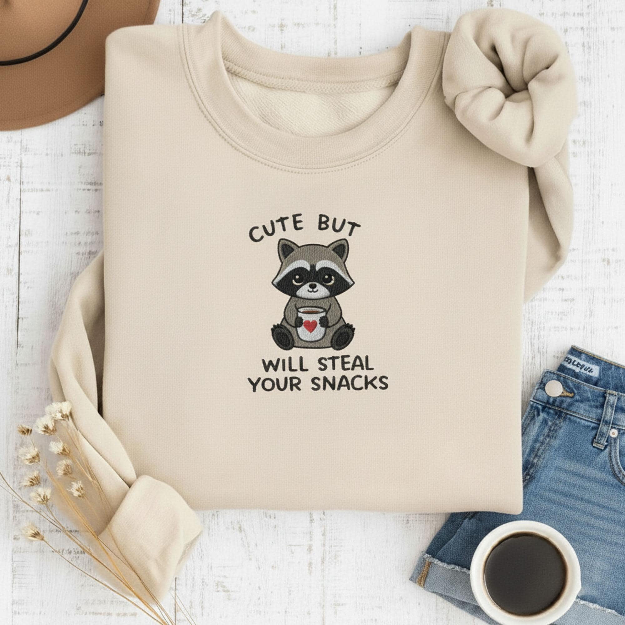 Embroidered Raccoon Sweatshirt, Funny Snack Thief Hoodie, Feral Tee - Walmart.com