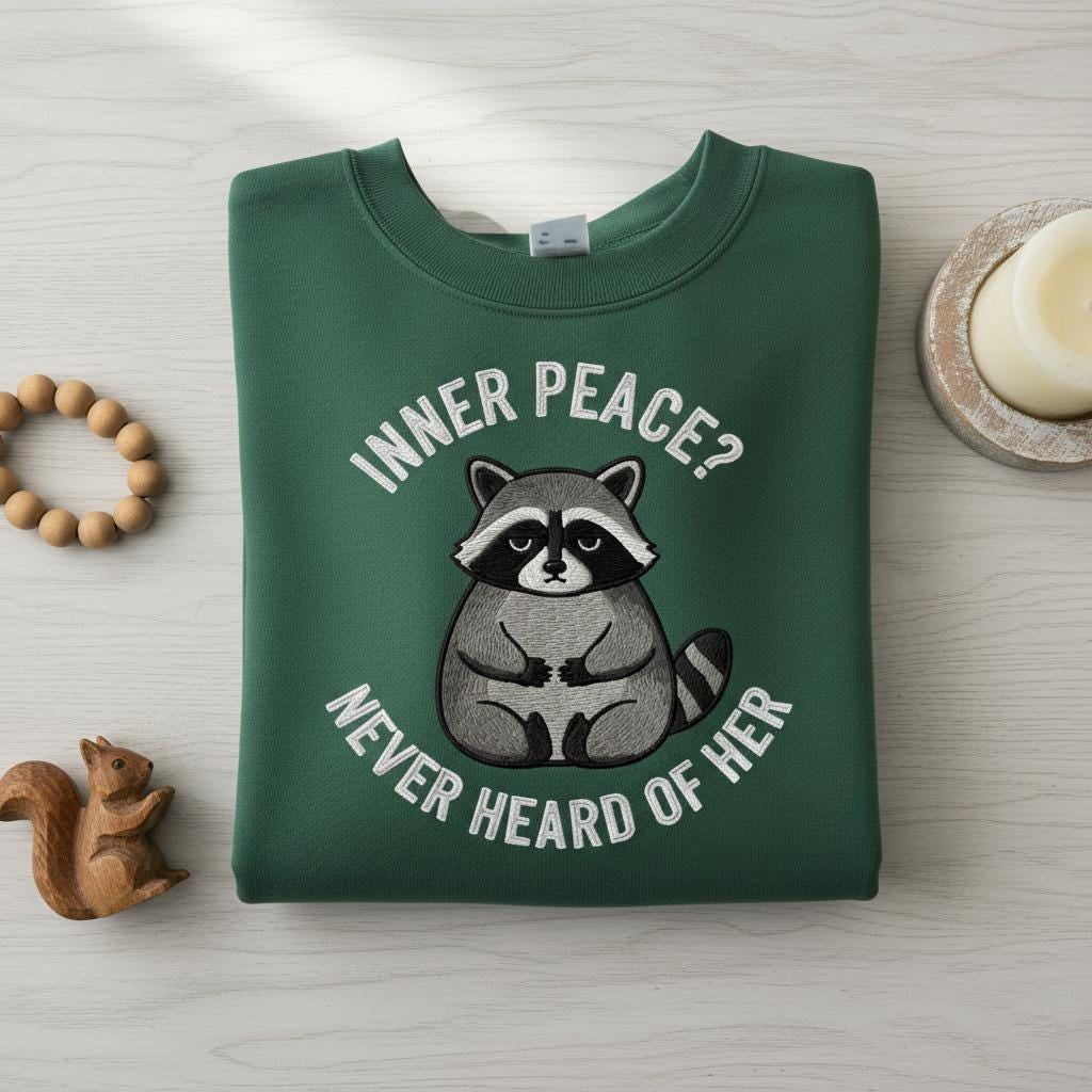 Embroidered Raccoon Sweatshirt, Funny Trash Animal Crewneck, Inner ...