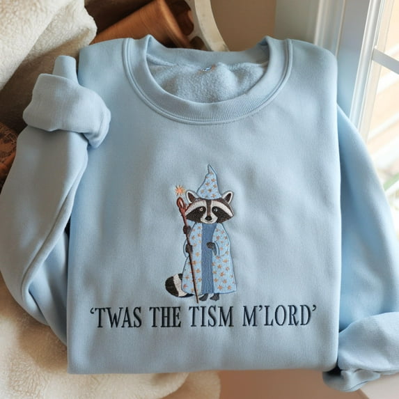 Embroidered Raccoon Wizard Sweatshirt, Funny Autism Meme, Sarcastic ...