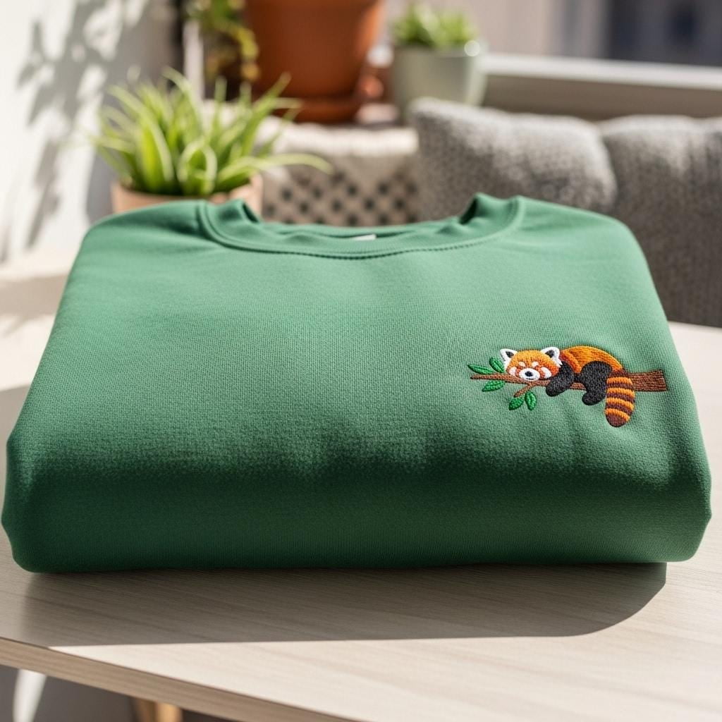 Embroidered Red Raccoons Sweatshirt, Trendy Fall Tee, Animal Lovers T ...