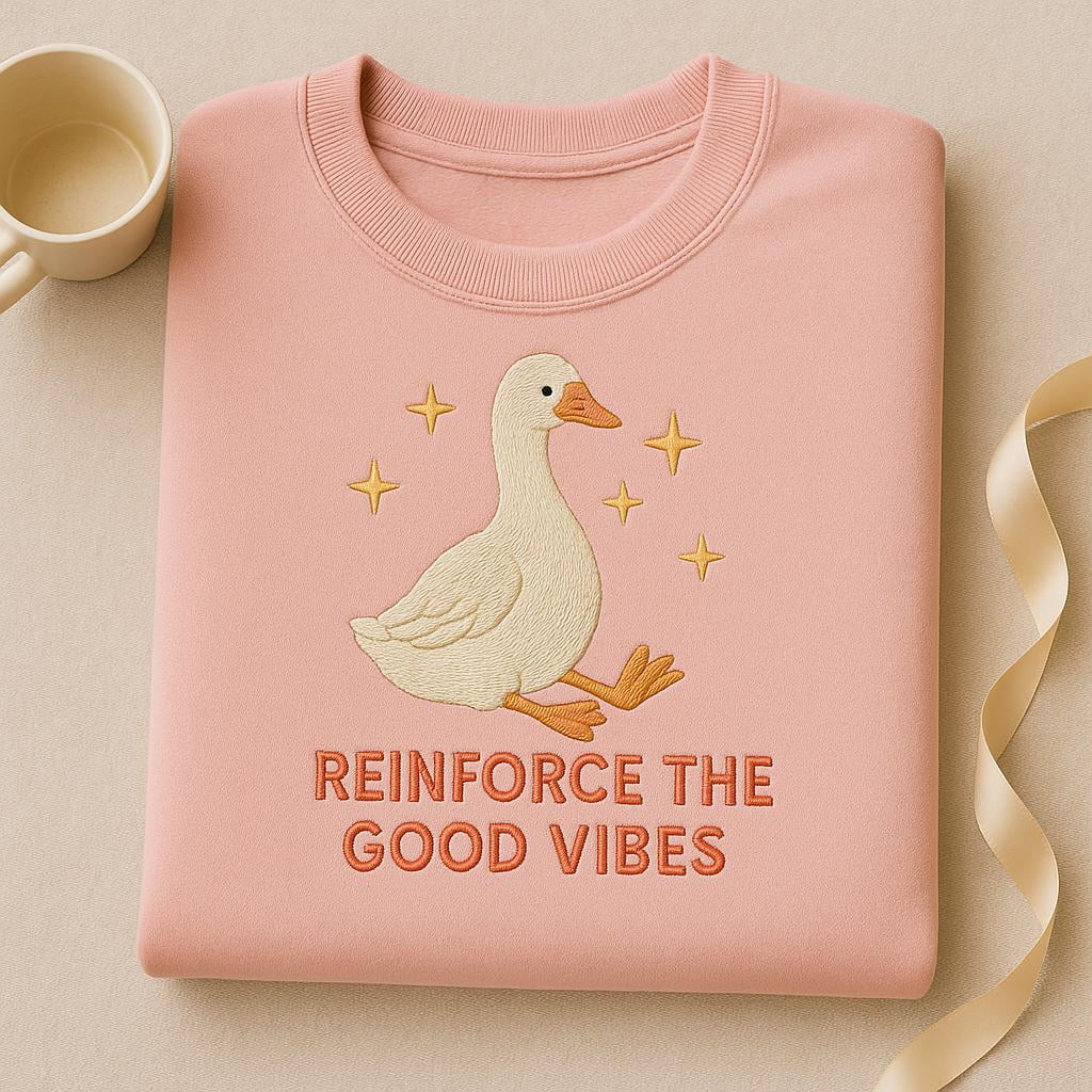 Embroidered Reinforce Good Vibes Sweatshirt, Funny Behavior Analyst Goose, ABA Therapist ...